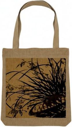 Fabulous Sac Shopping Tote Bag Aspect Lin - Estampe Japonaise 1 Plantes Art D&eacute;licat Original Vintage - Sac de Courses Toile Epaisse 360g Beige Naturel Cabas Po