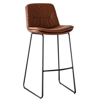 Generic Lederbezogene Barhocker, gepolsterte Tresenhocker mit R&uuml;cken- und Fu&szlig;st&uuml;tze, hohe Barhocker f&uuml;r K&uuml;cheninsel, Caf&eacute;, Kneipe