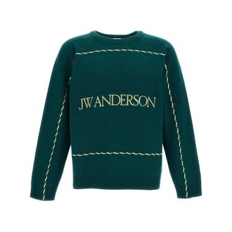 J.W.Anderson Pullover mit Logo-Stickerei und Wellenmuster - - Knitwear - Herren - Gr&uuml;n - XL