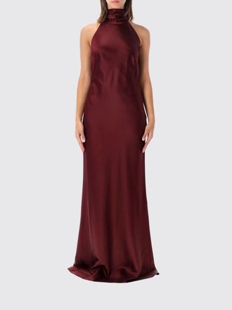 Ralph Lauren Robe de soir&eacute;e longue en satin &agrave; col montant et dos nu