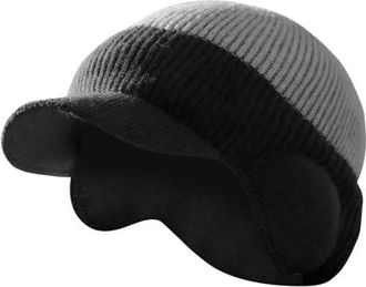 Generico Bonnet avec oreilles - Couvre-t&ecirc;te en tricot et doublure polaire - Bonnet dhiver coupe-vent pour ski, randonn&eacute;e, camping, escalade, sports de plein ai