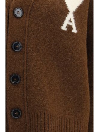 Ami Alpaca Blend Knit Cardigan - Brown