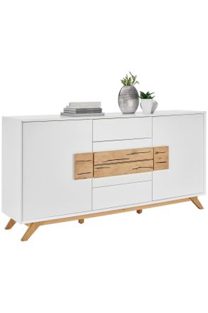 Xora Sideboard, Wei&szlig;, Eiche, Holz, Eiche, massiv, 4 F&auml;cher, 4 Schublade(n) Schubladen, 178x89x40 cm, Fsc, Beim&ouml;bel erh&auml;ltlich, stehend, Holzm&ouml;bel, Kleinm&ouml;b