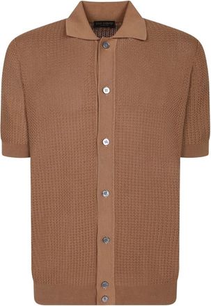 Dell'Oglio Homme, Chemises, Brun, Taille: M Crochet Short Sleeve Shirt