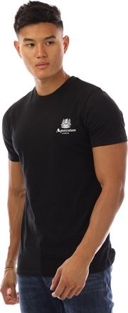Aquascutum London T-Shirt f&uuml;r Herren, Rundhalsausschnitt (Schwarz/Wei&szlig;)