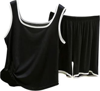 Generic Pyjashort Femme Deux Pièces Sets Pijama Summer Nuisette Sleepwear Grande Taille Adulte Elegant Ensemble Pyjama Hauts Manches Courtes Pyjacourt Tenue N