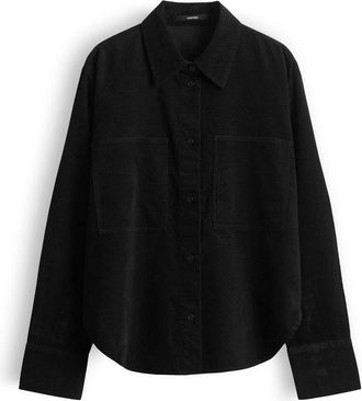 someday Langarmbluse Zatilda aus weichem Feincord Gerader Schnitt mit aufgesetzten Taschen und abgerundetem Saum