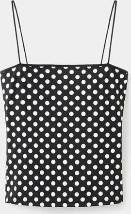 Mango Top &agrave; bretelles &agrave; pois noir - Femme - S - MANGO