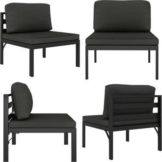 vidaXL Modular-Sofa-Mittelteil mit Kissen Aluminium Anthrazit - Gartensorgsofa - Aluminiumgartenm&ouml;bel - Outdoor Lounge - Balkonm&ouml;bel - Sofamitteil - Home &