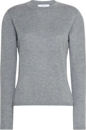 Max Mara Pull &agrave; col rond &agrave; manches longues en maille fine - Femme - Pulls - Gris - Taille: 44 FR