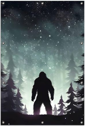 Wallario Outdoor-Poster f&uuml;r Garten oder Balkon Begegnung im Sternenwald, Motivbanner Gr&ouml;&szlig;e: ca. 100 x 150 cm, Outdoor-Bild