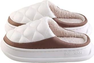 Generic Chaussons Femme Toe Ferm&eacute; Hiver, Pantoufles Plateforme Chaudes avec Doublure Plucheuse, Antid&eacute;rapante &Eacute;tanche pour Int&eacute;rieur Ext&eacute;rieur,Blanc,39 EU