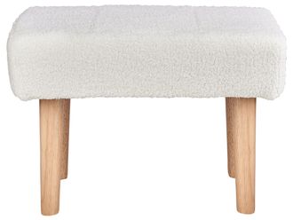 Beliani Hocker mit Holzbeinen Boucl&eacute; wei&szlig; rechteckig Schemel Sitzhocker Modern Takoma