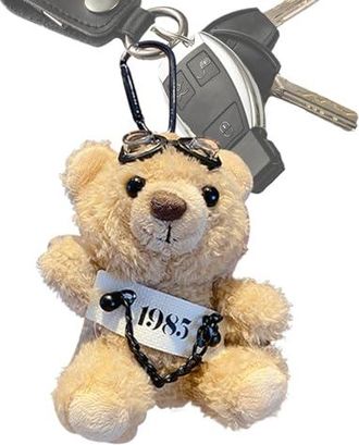 Generic Breloque sac &agrave; ours, porte-cl&eacute;s ours | Ours rempli avec breloque de sac en verre - Breloque de poche d&eacute;corative, porte-cl&eacute;s en peluche ornement &agrave; coll