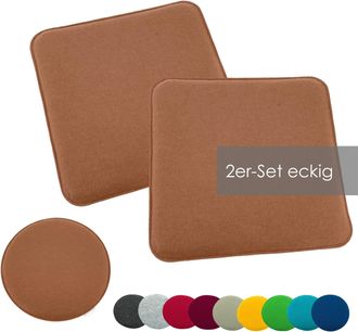 Heimtexland 2er Pack Sitzkissen Filz Stuhlkissen Bodenkissen Polster Stuhlauflage Indoor Outdoor Kissen eckig Typ631 Filzkissen Camel braun 35x35 cm 2 Stück