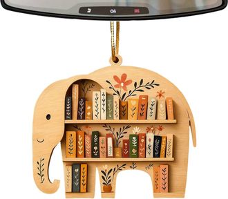 Generico Regalornament - Dekoration f&uuml;r Tiere aus Holz f&uuml;r Zuhause | mit B&uuml;chermotiv | f&uuml;r Kinder, Familie, Freunde, Geburtstag, Halloween, Thanksgiving, Party