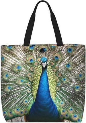 Generic Motif Paon Sac Fourre-Tout Pliable Sacs De Courses Imperm&eacute;able Sac Cabas Pour Plage Voyage Universit&eacute;