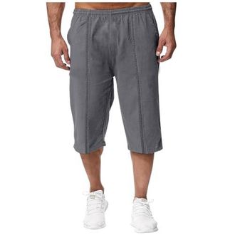 Generic Pantalons courts pour homme printemps/&eacute;t&eacute; en lin synth&eacute;tique pantalon de sport pantalon de jogging d&eacute;contract&eacute; pantalon de loisirs plage vacances capr