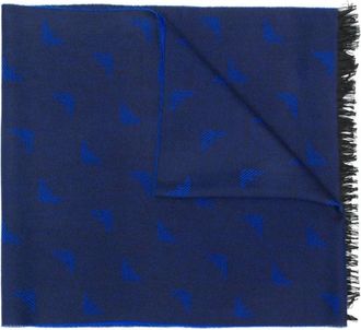 Emporio Armani Homme, Accessoires, Bleu, Taille: ONE Size Embroidered Logo Scarf