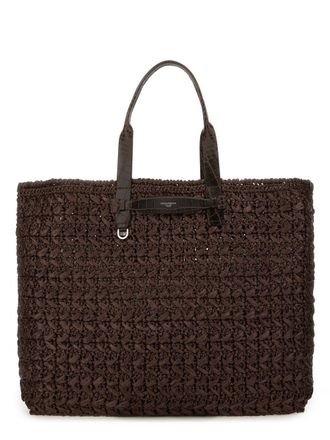 Dolce & Gabbana Woven Mesh Viscose-Leather Shoulder Bag - Brown