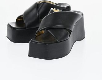 PARIS TEXAS Leather Mules VICKY with 9 cm Wedge size 39