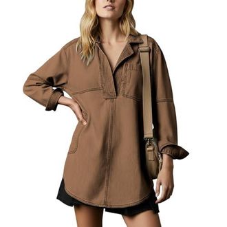 Generic Chemise en coton confortable &agrave; manches longues grande taille pour femme, &eacute;l&eacute;gante, &eacute;l&eacute;gante, d&eacute;contract&eacute;e, couleur unie, chemise en flanelle pour femm