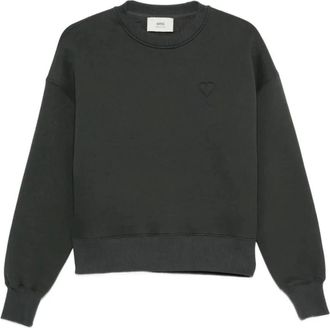 Ami Homme, Sweatshirts et sweats &agrave; capuche, Gris, Taille: XL Crewneck SweaT-shirt with Ami de Coeur Embroidery
