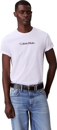 Calvin Klein T-Shirt Manches Courtes Homme Glitched Logo Classic Tee en Coton, Blanc (Brilliant White), XXL
