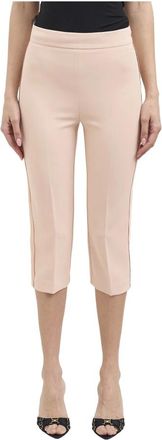 Elisabetta Franchi Femme, Pantalons, Rose, Taille: 36 FR Pantalon Capri en Cr&ecirc;pe L&eacute;ger avec Inserts en Satin