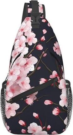Generic Sacoche Homme Bandouliere Fleur japonaise Cerisier R&eacute;glable Sac De Poitrine Antivol Sac &agrave; Poitrine pour Camping &eacute;cole Homme