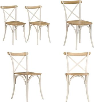 vidaXL Kreuzstühle 2 Stk. Weiß Massivholz Mango - Mangoholz Stuhl - Esszimmerstuhl - Kreuzstuhl - Retro Stuhl - Holzstuhl - Home & Living