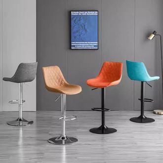 Generic Moderne graue Samt-Barhocker - h&ouml;henverstellbare 360&deg;-Drehhocker, armlose, gepolsterte Hocker f&uuml;r K&uuml;cheninseln