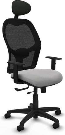 Piqueras y Crespo Hellgrauer Aloze-Stuhl mit 1D-Armlehnen, h&ouml;henverstellbarer Lendenwirbelst&uuml;tze und festem Kopfteil, ausgestattet mit Syncro/Traslack und Schneideschau