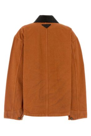 Prada Womens Orange Denim Jacket Arancio Exterior: Cotton Giubbini