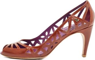 Louis Vuitton escarpins en cuir à découpes 80 mm - Marron