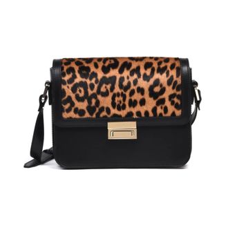 Baldinini Sac bandouli&egrave;re en poulain imprim&eacute; l&eacute;opard - Femme - Sacs - Brun - Taille: ONE Size