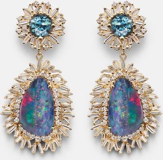 Suzanne Kalan Ohrringe aus 18kt Gelbgold mit Diamanten, Saphiren und Opal