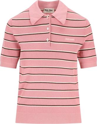 Miu Miu striped-pattern polo top - Rosa