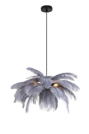 Novel Hängeleuchte, Grau, Schwarz, Metall, Textil, Federn,Federn, Blatt,Blatt, 120 cm, RoHS, CE, Lampen & Leuchten, Innenbeleuchtung, Hängelampen, Pendelleu