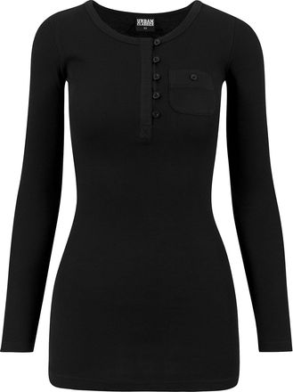Urban Classics Damen T-Shirt Ladies Long Rib Pocket Turnup Tee, Gr. X-Small, Schwarz (Black 7)