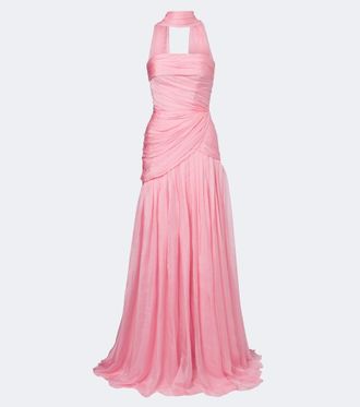 Monique Lhuillier Robe longue bustier en soie