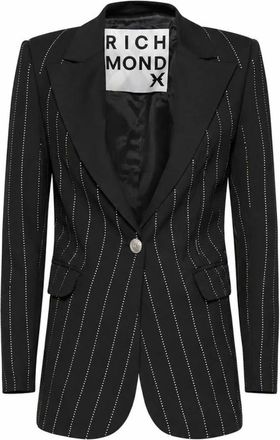 John Richmond Femme, Vestes, Noir, Taille: 44 FR Blazer &agrave; Rayures Verticales Crois&eacute;