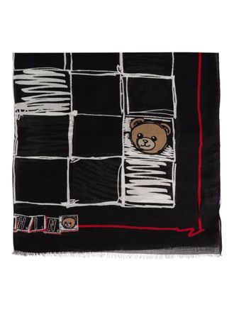 Moschino écharpe à imprimé Teddy Bear - Noir