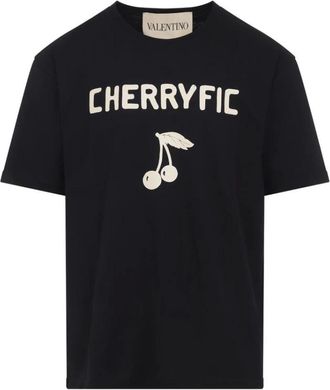Valentino Garavani Homme, Tops, Noir, Taille: L T-shirt Graphique Cherryfic