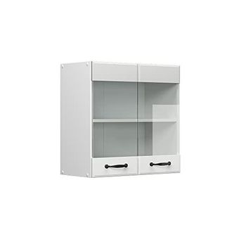 Vicco Meuble de Cuisine Haut vitr&eacute; R-Line, Blanc Campagne/Blanc, 60 cm