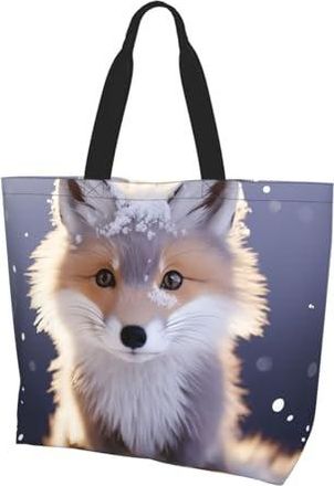 Generic Renard Mignon En Hiver Sac Courses D&eacute;contract&eacute; Sacs De Courses R&eacute;utilisable Sac Fourre-Tout Pour Plage Gym Quotidienne