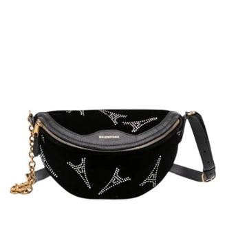 Balenciaga Pre-owned Crystal-Embellished Velvet Belt Bag - - Pre-owned - Damen - Schwarzk - ONE SIZE