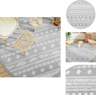 vidaXL Outdoor-Teppich arakil Grau Ø200 cm pp - Outdoor-Teppich - Garten-Teppich - Balkon-Teppich - Terrassen-Teppich - Polypropylen-Teppich