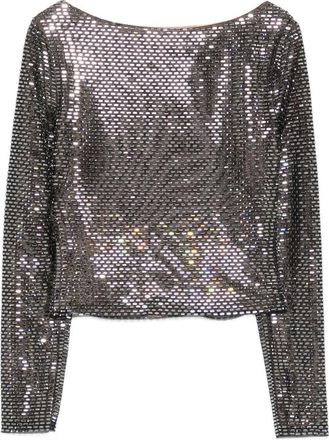 Self Portrait Rhinestone Tulle Top