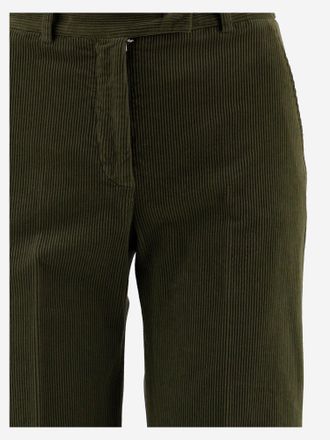 Ql2 Quelledue Womens Trousers Stretch Cotton Velvet Green